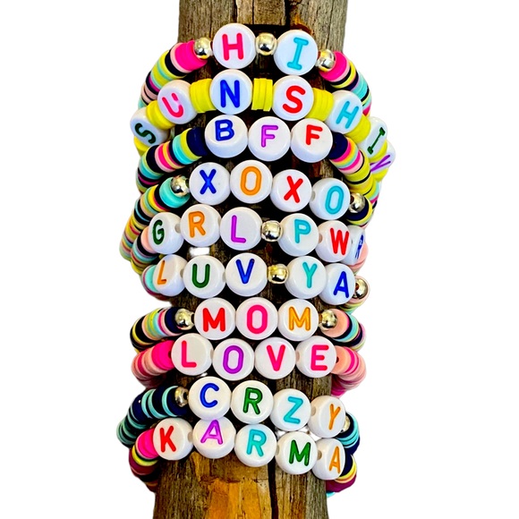 custom made | Jewelry | Handmade Stretch Clay Disc Bracelet W Different ...